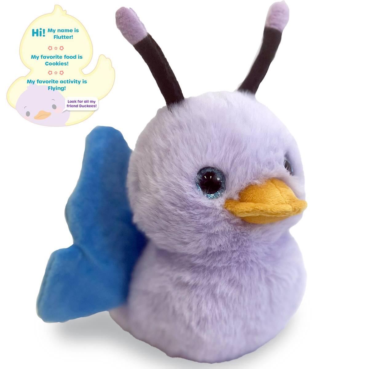 Duckee Flutter Butterfly 7" Plush - Cute Duck Stuffed Animal | Beverly ...