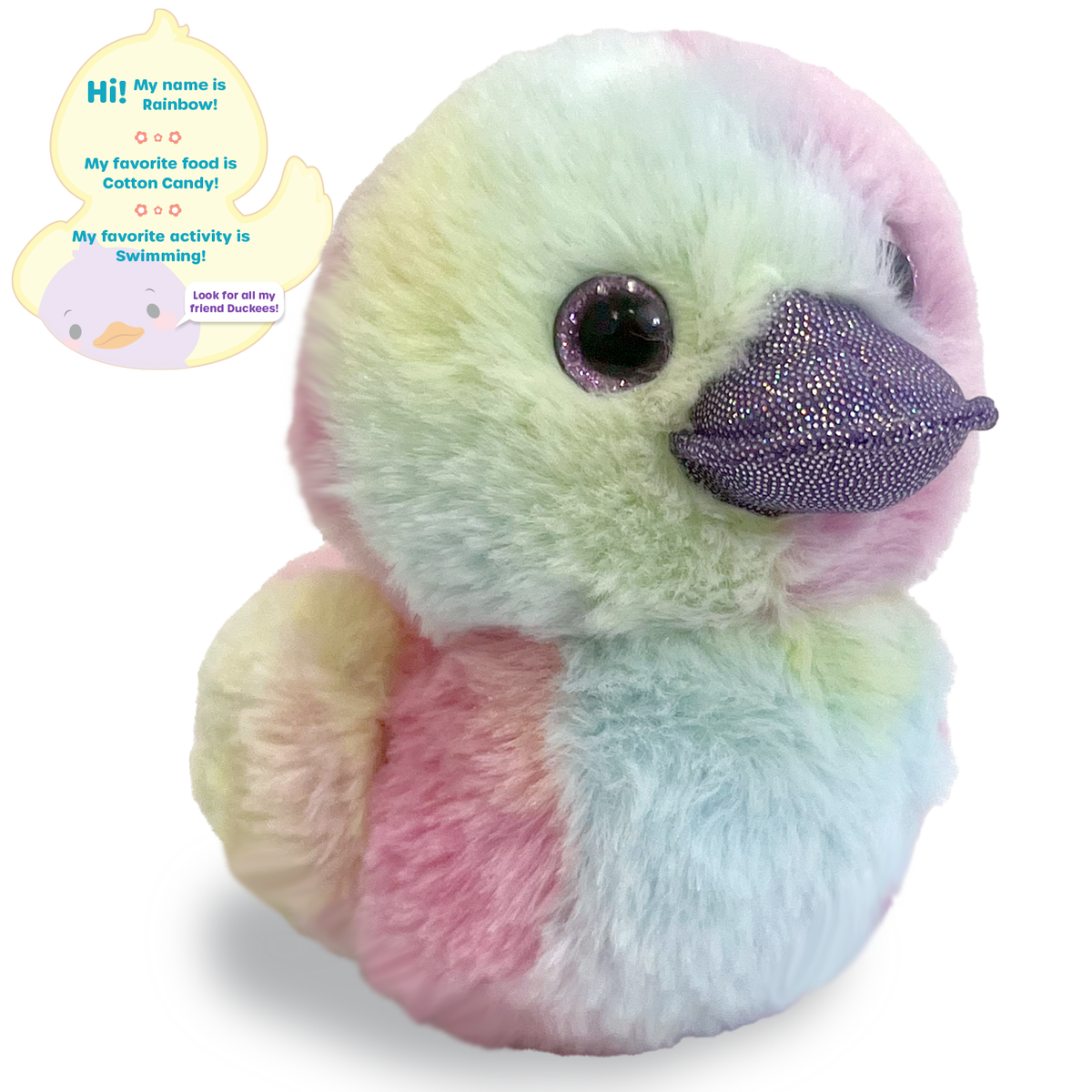 Duckee Rainbow Duck 7" Plush - Cute Stuffed Animal | Beverly Hills ...