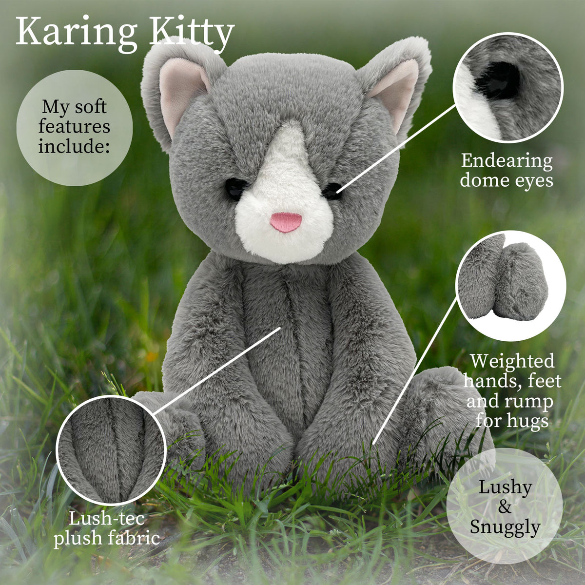 World's Softest Plush - Large Lushee - Grey Karing Kitty Lushee 16 inc ...