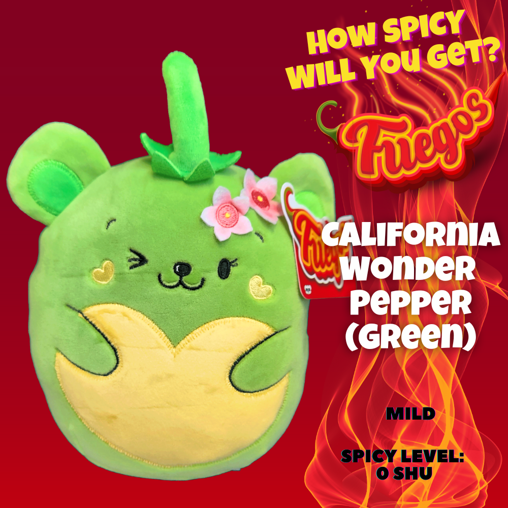 Fuegos Spicy-Themed Pepper Plush 6 inch: Green California Wonder Peppe ...