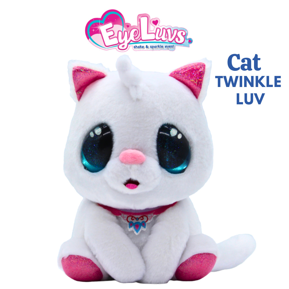 Eyeluvs Series 2, 8 inches regal white Cat Plush with Snow Globe ...