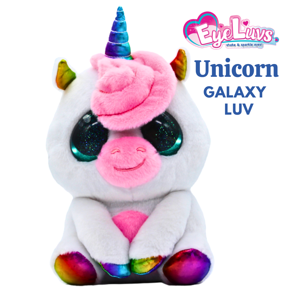 Eyeluvs Series 2, 8-Inch Galaxy UNICORN Plush with Glittery Eyes ...